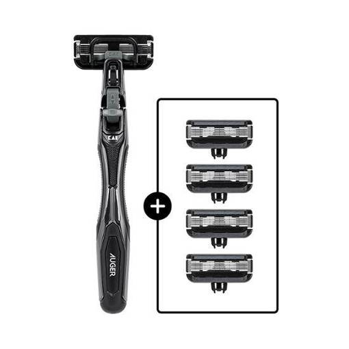 AUGER Shaving Razor Combo Set (Handle+5 Replacement Blades) - maccaron