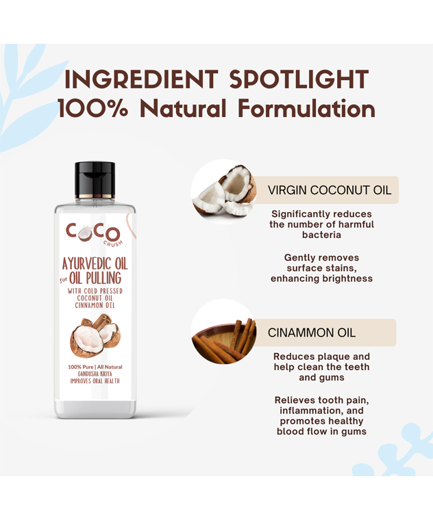 Ayurvedic Coconut Oil for Oil Pulling- Coconut Oil, Cinnamon Oil (200 ...