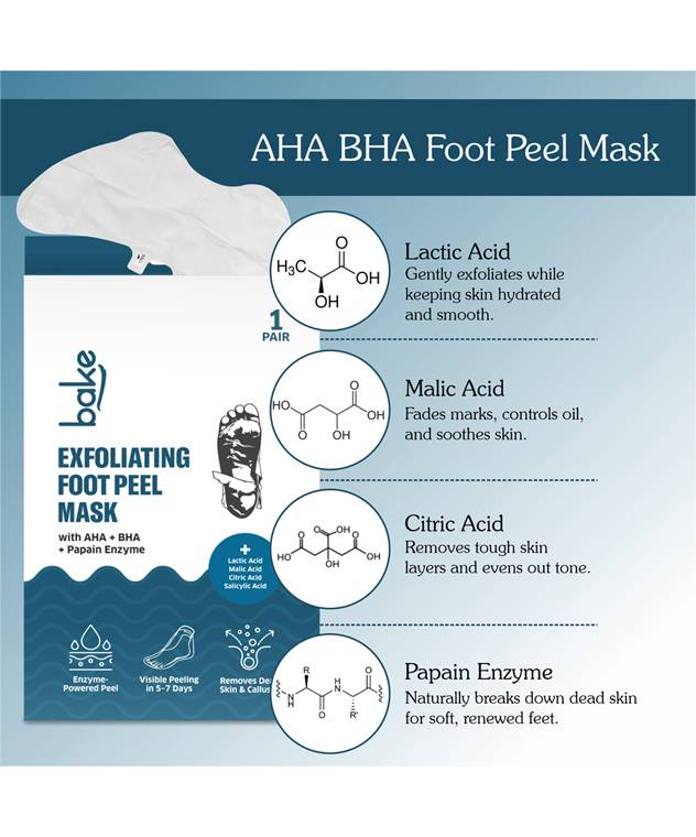 AHA + BHA Peeling & Exfoliating Foot Mask for Baby Soft Feet, Reduces ...