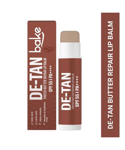 De-Tan Tinted Butter Lip Balm SPF 55 PA++++ with Kojic Acid & Alpha ...