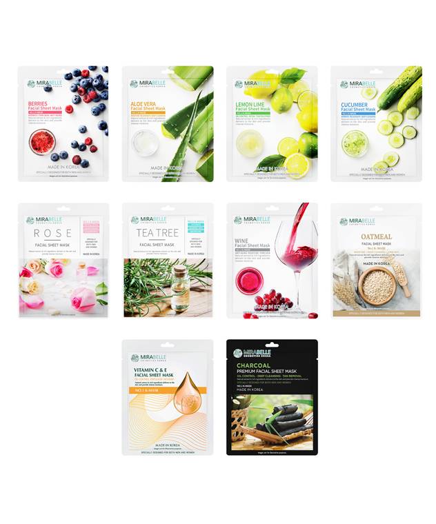 Glossy skin facial sheet mask (Pack of 10) - Each 25ml - maccaron
